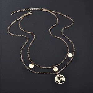 Jewelry | World Map Multilayer Chain Necklace In Gold Tone | Poshmark